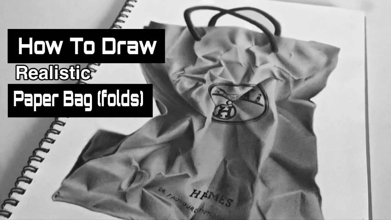 Paper Bag (folds) Realistic Pencil Drawing ️| Highlights & Shadows ...