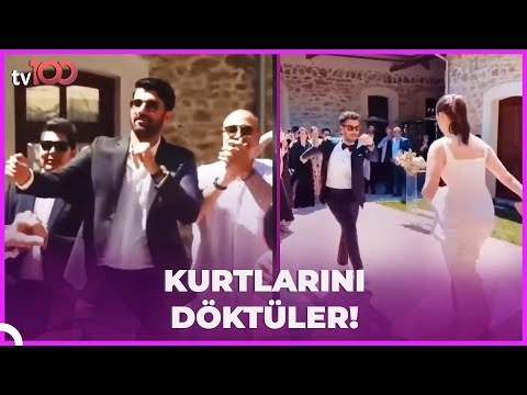 Engin Akyürek ve Tolga Sarıtaş Melis Birkan'ın düğününde böyle coştu