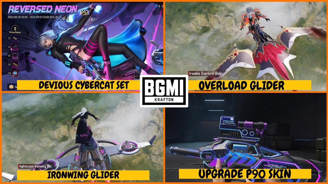 BGMI EVENT REVERSED NEON 🔥DEVIOUS CYBERCAT SET WITH UPGRADE P90 SKIN ...