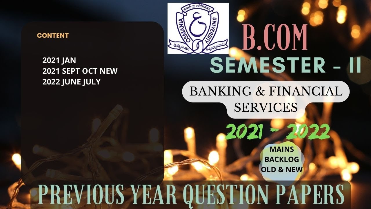 Banking & Financial Services Semester 2 | Previous Years Question ...