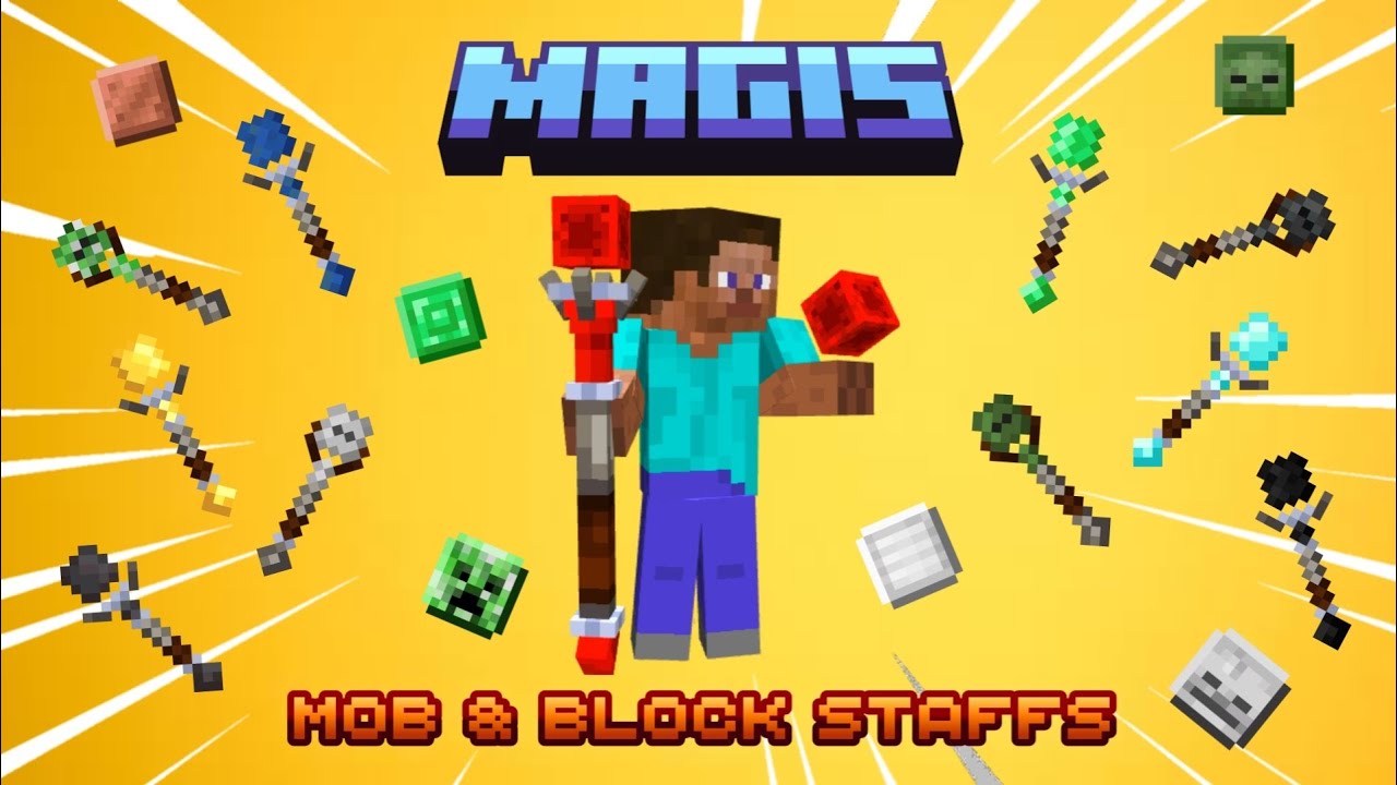 MAGIS || Mob and Block Staffs - Addon MCPE - YouTube