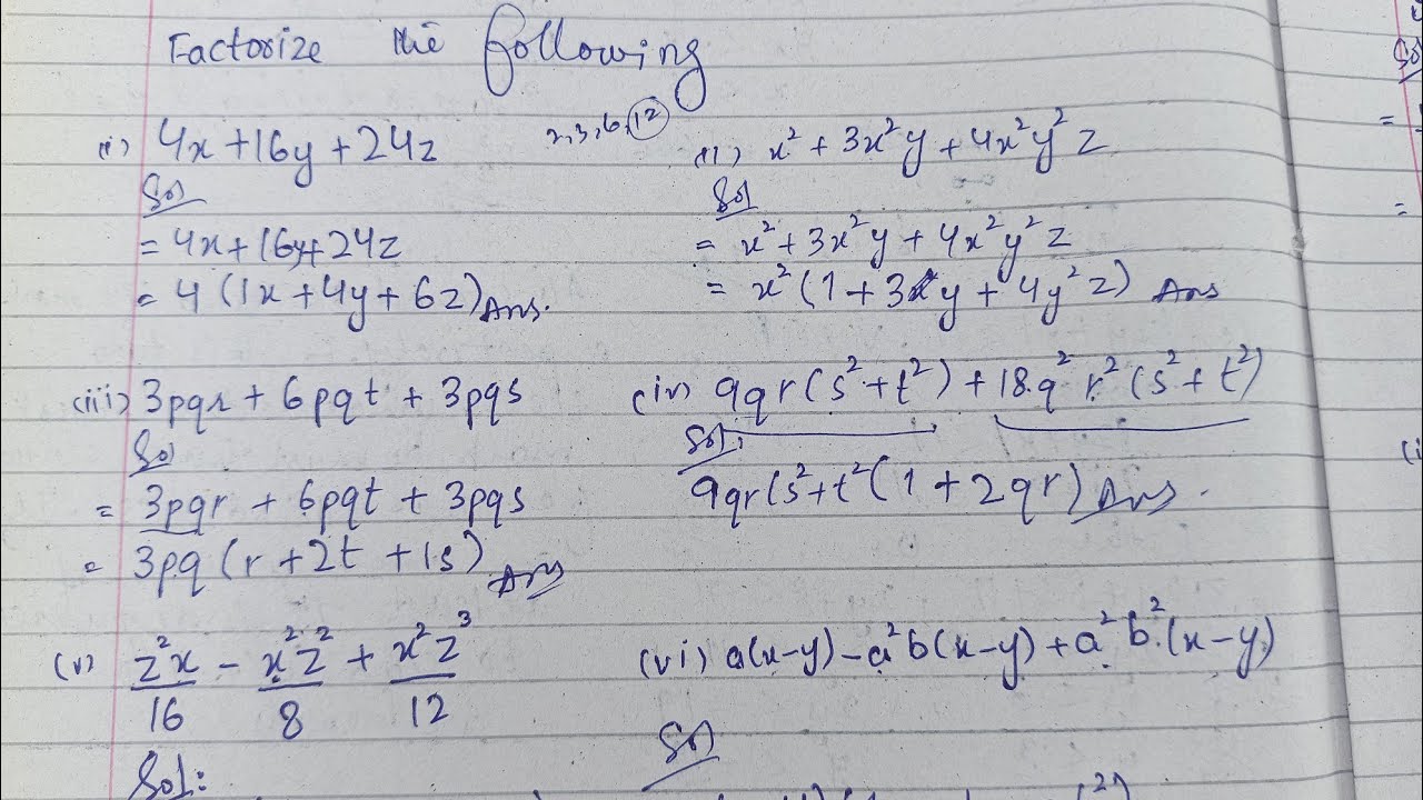 Class 9th | Exercise # 4.1 | Part 1,2,3 | Unit 4 | Factorization| Easy ...
