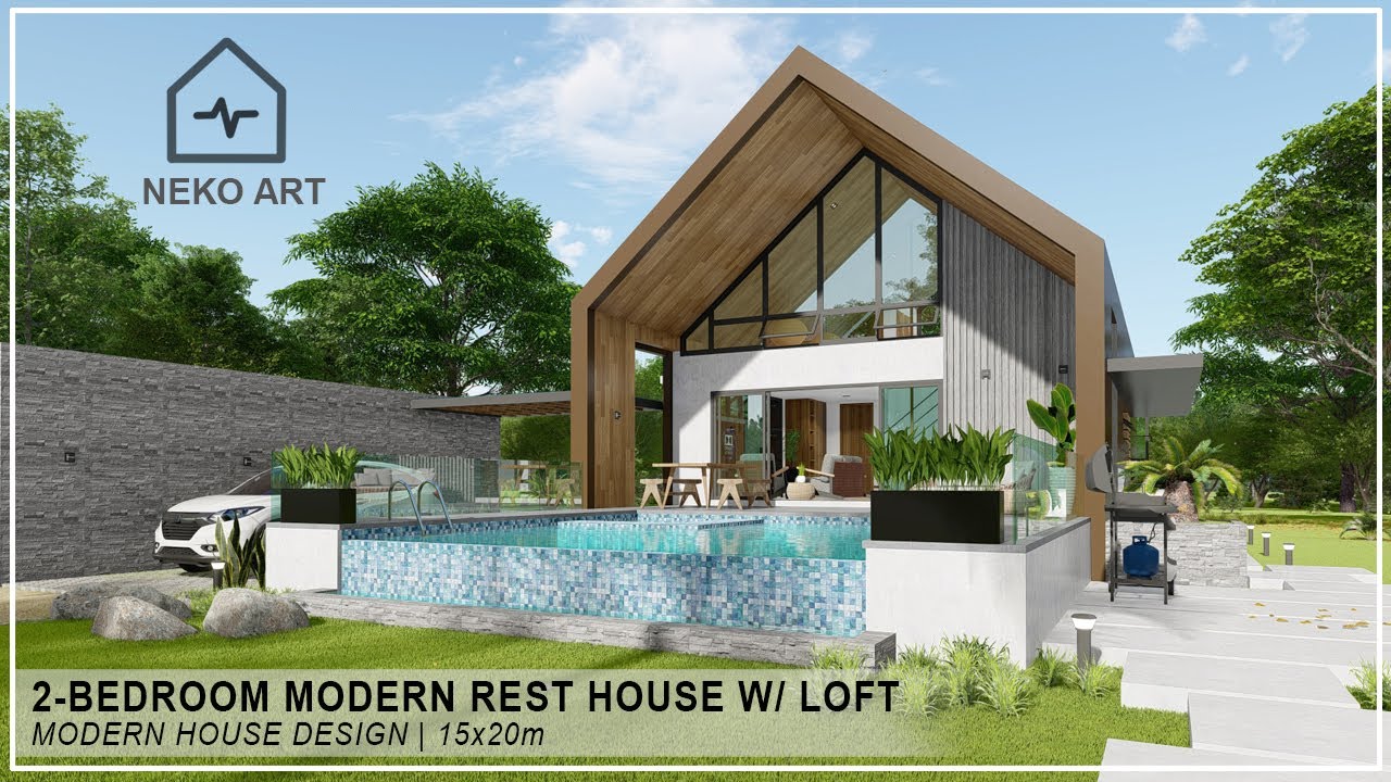EP- 76 | 2 BEDROOM MODERN REST HOUSE DESIGN W/ LOFT | Modern House ...