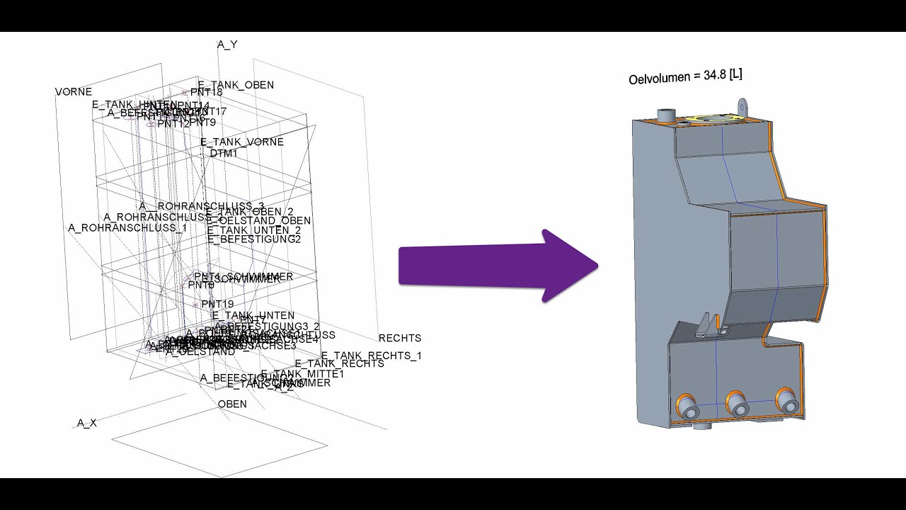 Creo - Oil tank - Part 3/11 – Creation of the skin skeleton and main ...