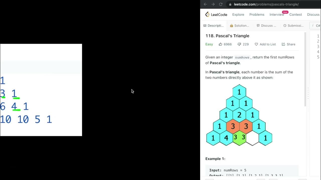 Leetcode 118 Pascals Triangle Youtube
