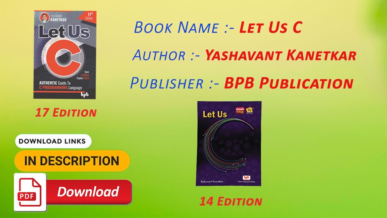 Let Us C Book 17th And 14th Edition Free Pdf Download Hkgbooks Computer Books Youtube