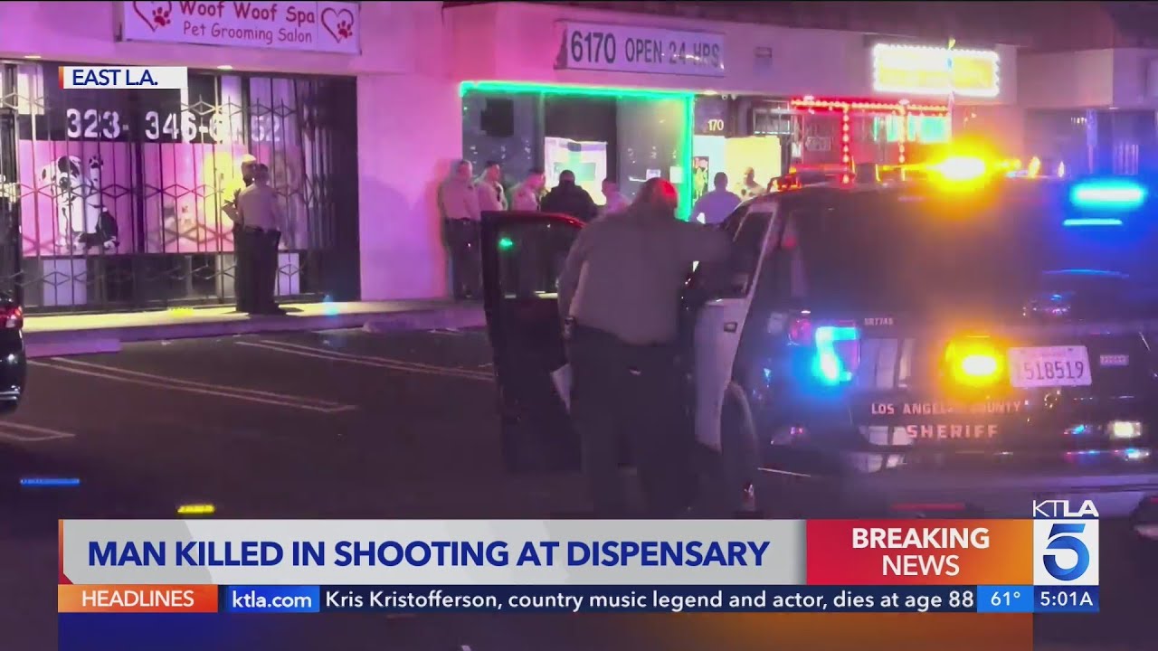 Security guard reportedly shot dead at East L.A. dispensary - YouTube
