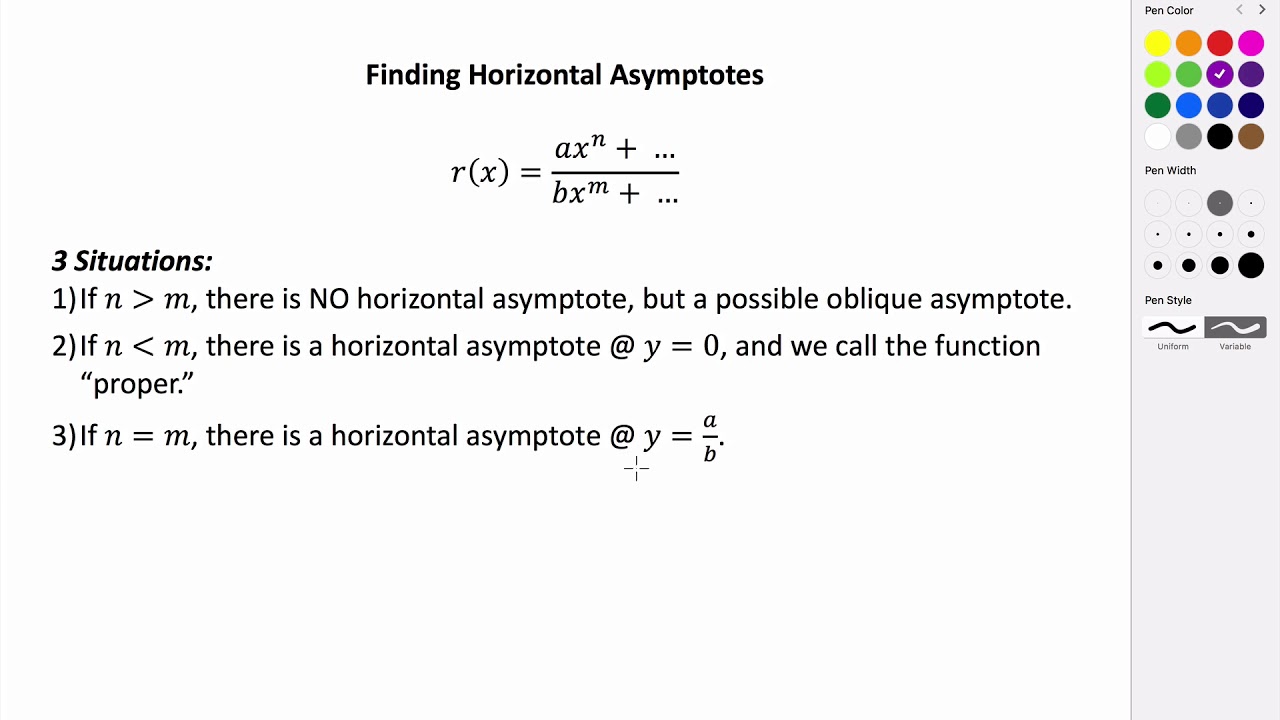 Horizontal Asymptotes of a Rational Function - YouTube