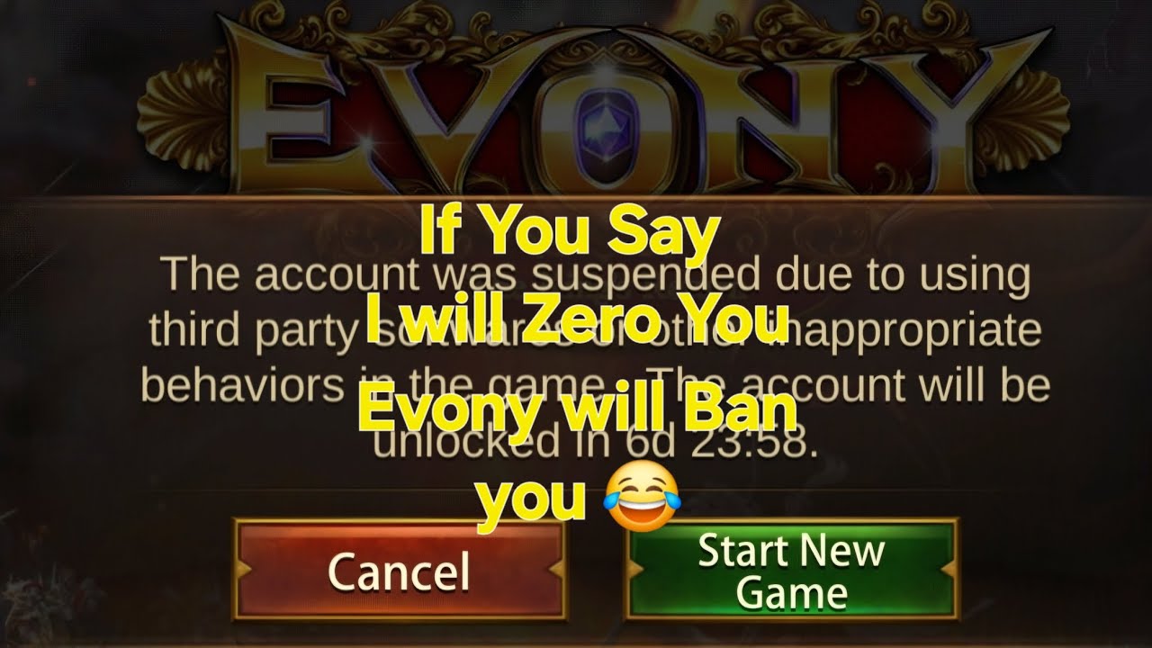 Evony TKR--- Say I will Zero you and get banned Evony gone Cuckoo 🤪 ...