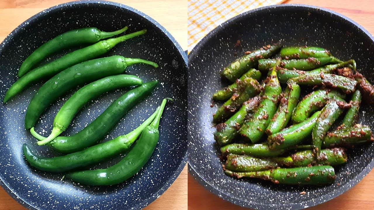 Masala Chillies Recipe | Fried Green Chillies | Tali Hoi Mirch | Hari ...