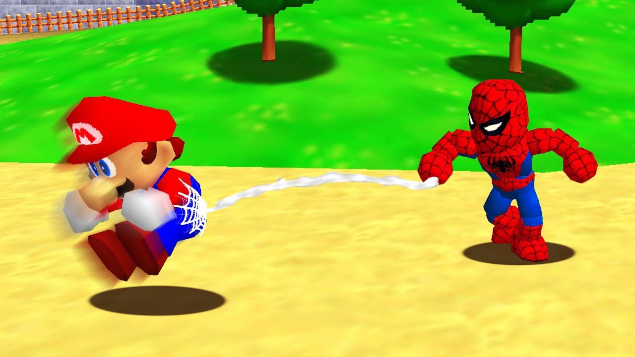 Spider-Man with new Moveset and Mario in Super Mario 64 - 100% Full ...