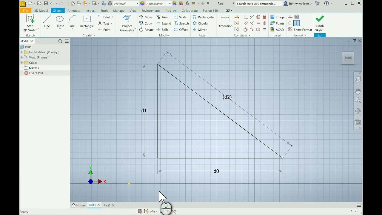Autodesk Inventor - Weergave van dimensions in een actieve schets - YouTube