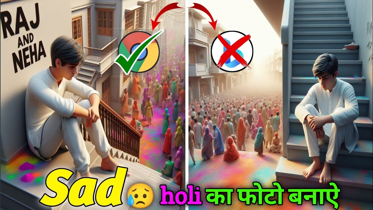 Sad😢 holi AI Photo editing | Holi T-shirt name photo generator | Holi ...