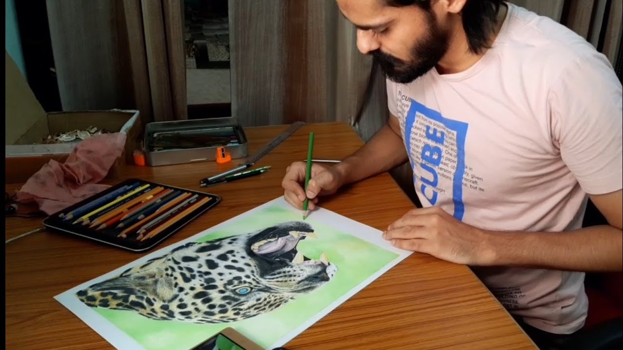 How to draw blury background with coloured pencil 🐆 | coloured drawing ...