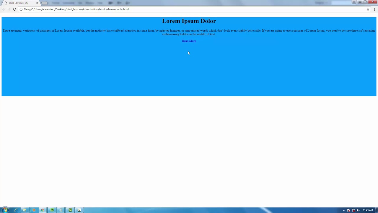 HTML block_elements_div - Video tutorial - Web D School - YouTube