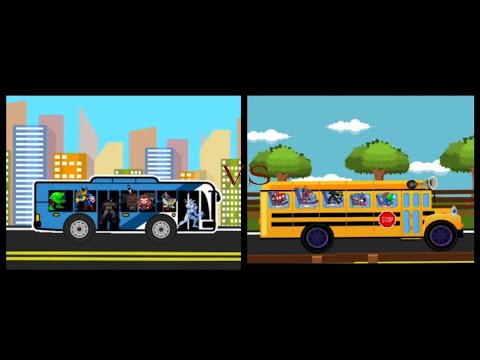 Wheels On The Bus Blue vs Wheels On The Bus Yellow Nursery Rhymes ...