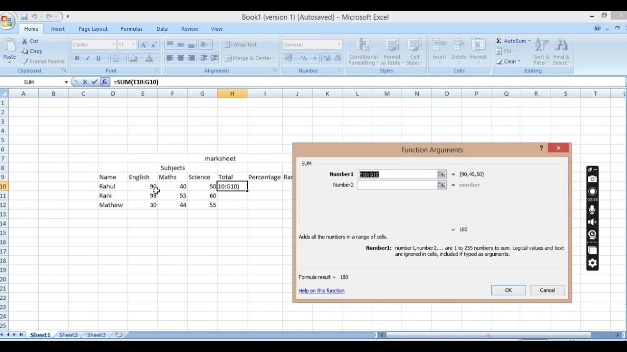 Marksheet using Microsoft Excel(part1) - YouTube