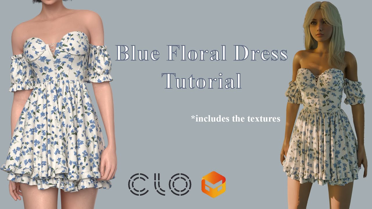 Lace Up Floral Dress Tutorial|Clo3D-MarvelousDesigner - YouTube