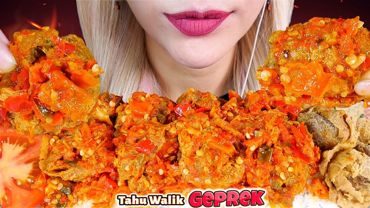 ASMR MUKBANG 😋💥TAHU WALIK GEPREK SAMBAL MERCON🌶 DEEP FRIED TOFU TAPIOCA ...