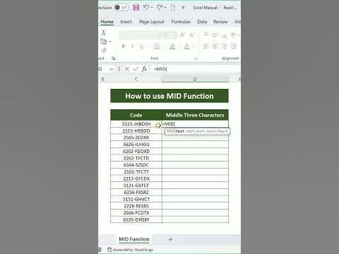 How to use MID Function in Excel | Text Functions in Excel - YouTube
