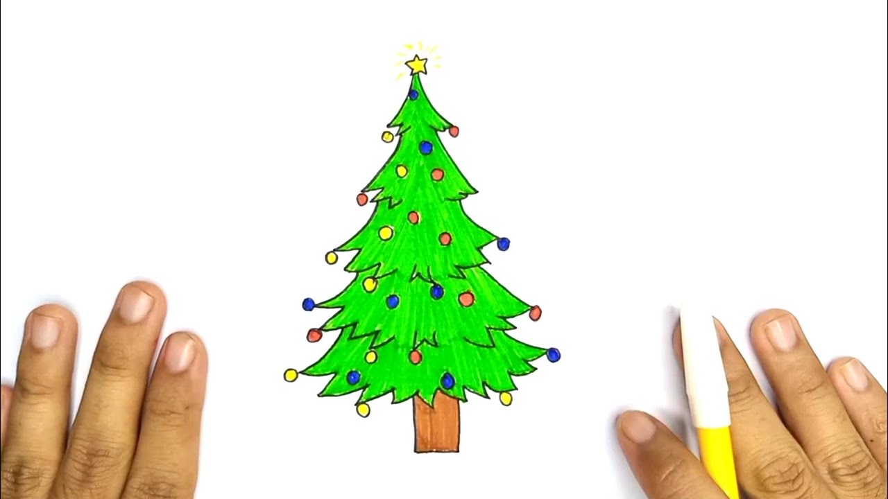 How To Draw A Christmas Tree / Cara Menggambar Pohon Natal - YouTube
