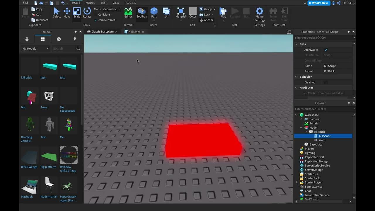 Script for kill brick in roblox studio (Script in Desc) - YouTube