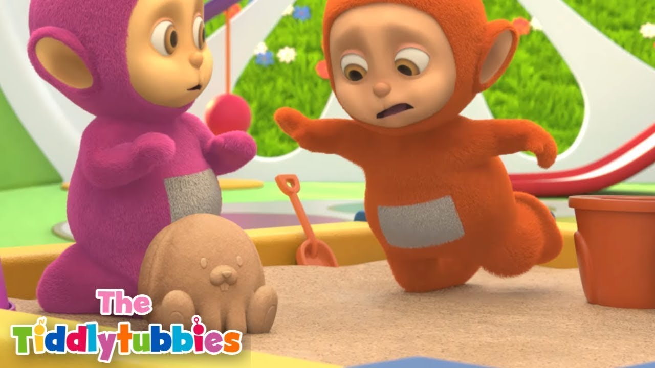 Teletubbies | Scary Sandbox! Tiddlytubby falls over | Tiddlytubbies ...