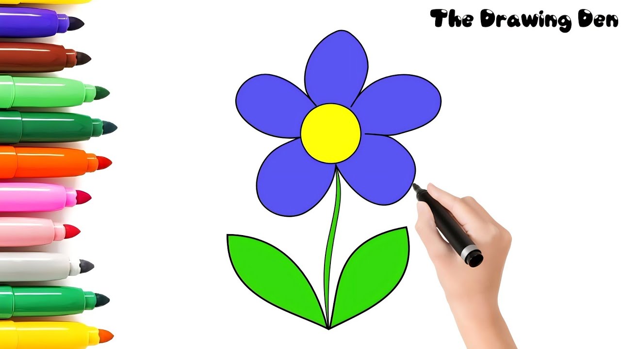 Blue Flower Drawing|How To Draw A Simple Flower Easy - YouTube