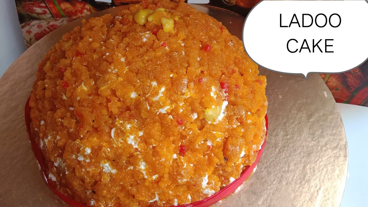 Eggless motichur laddu theme cake...Ladoo cake recipe.. Indian fusion ...