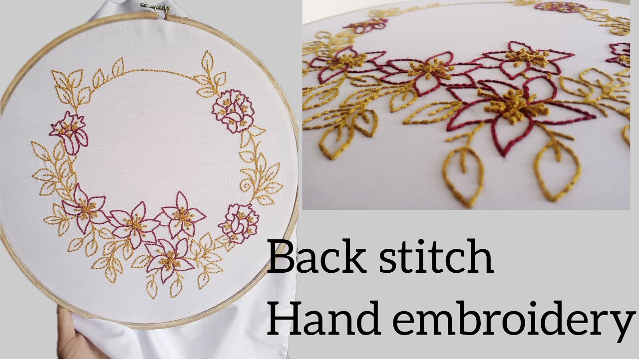 Back stitch hand embroidery on cushion - YouTube