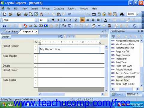 Crystal Reports Tutorial Creating Text Objects 11 Business Objects Training Lesson 3.6 - YouTube