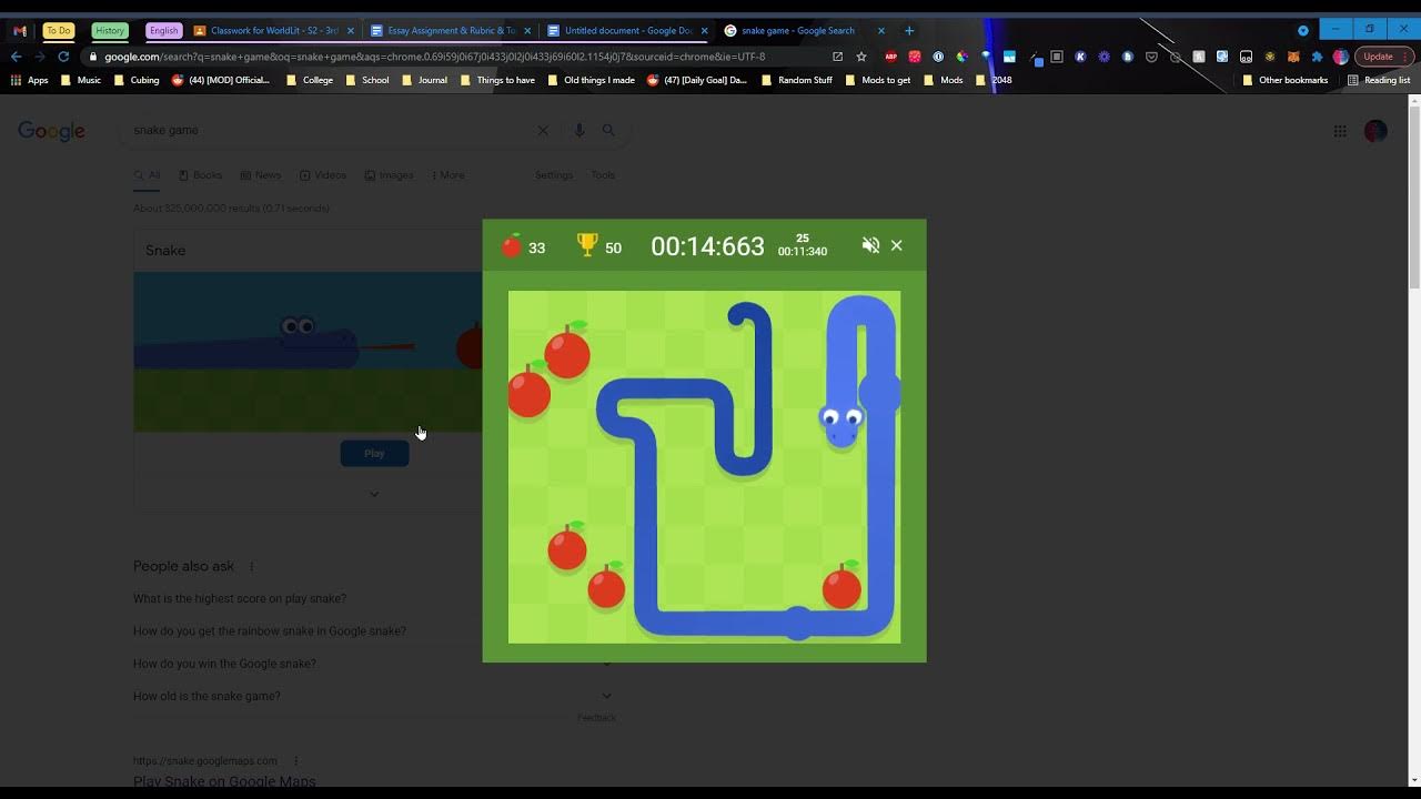 Google Snake Game 50 Apples 21.330 - YouTube