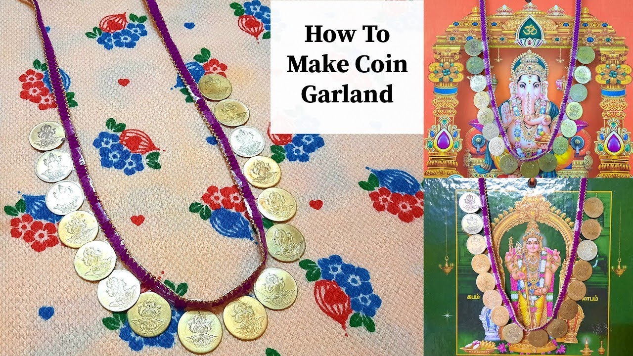How To Make Coins Garland / Mala / Necklace For Varalakshmi Vratam ...