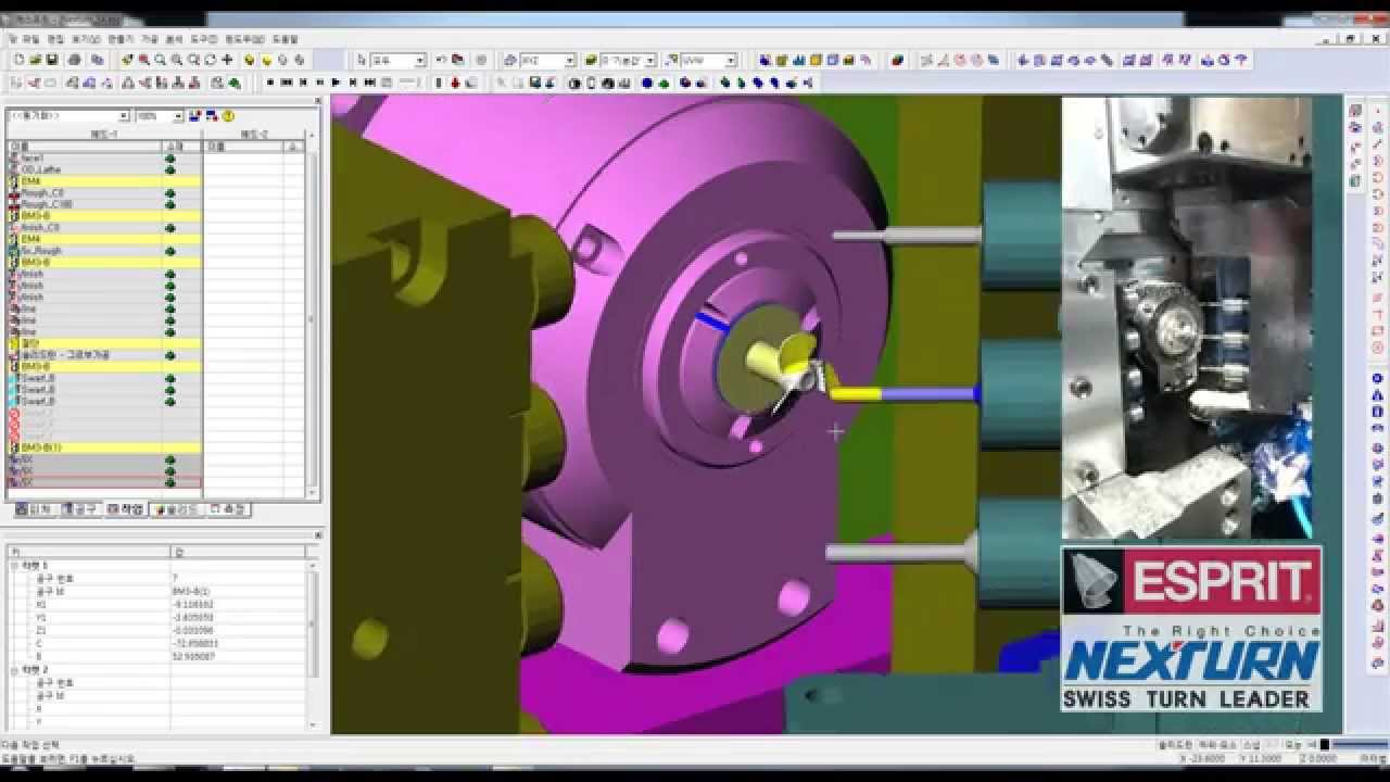Nexturn B-Axis Swiss Lathe Demonstration using Esprit Simulation ...