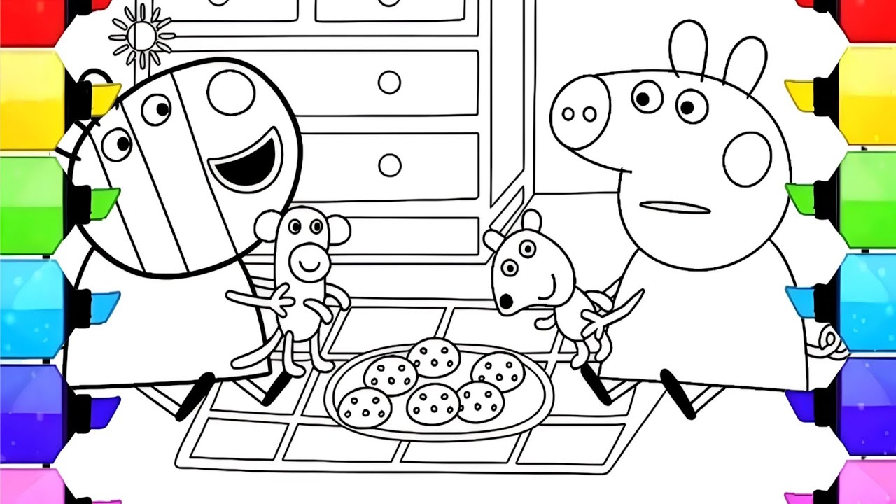 Peppa Pig sitting with friend Drawing Easy, Peppa Pig Drawing, Peppa ...