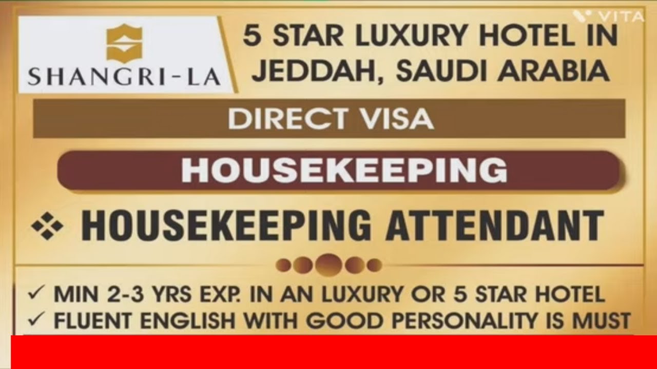 5 Star Hotel Jobs Vacany For Housekeeping Attendant In Jeddah (Saudi ...