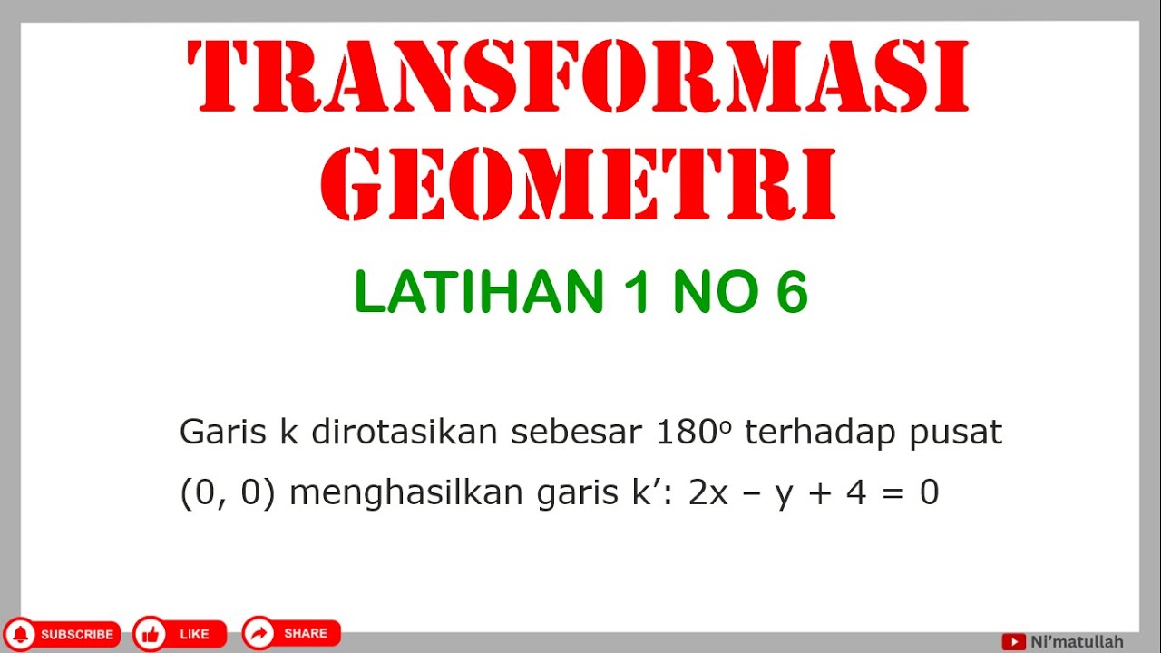 Pembahasan Soal Transformasi Geometri 1 No 6 | Rotasi dari Persamaan ...