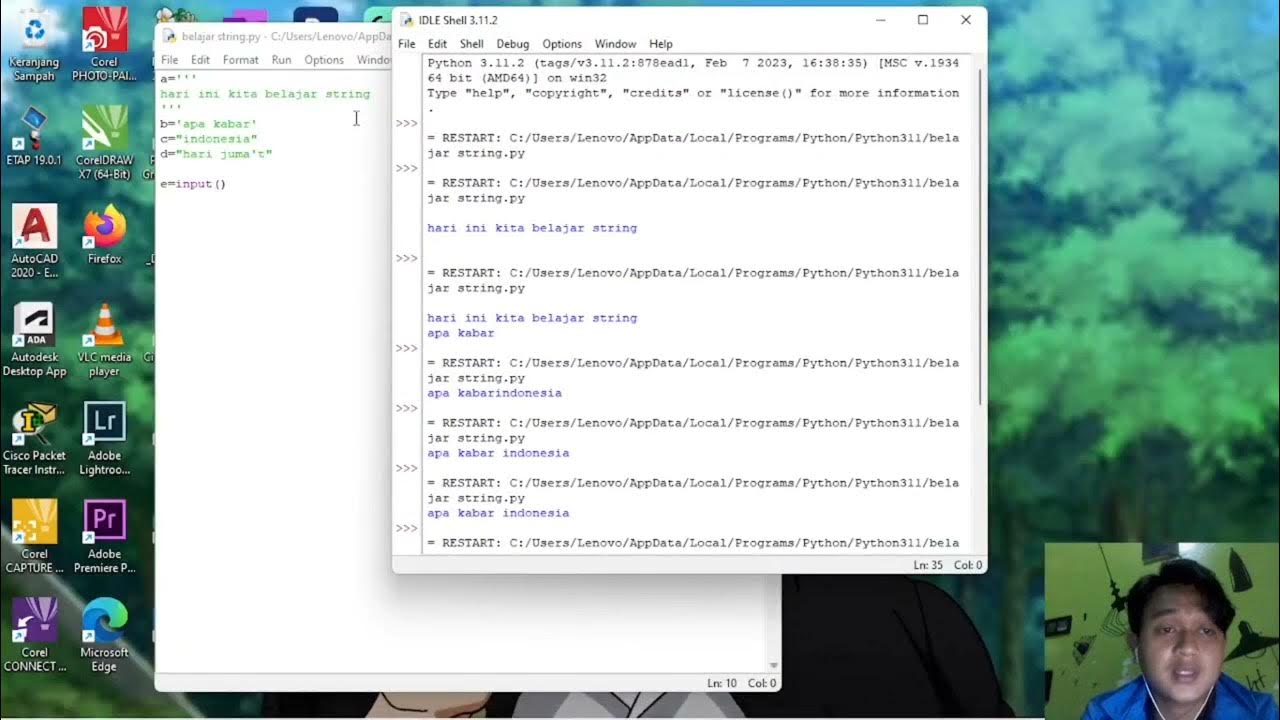 Belajar String di aplikasi pyhton -Dasar komputer dan pemrograman - YouTube