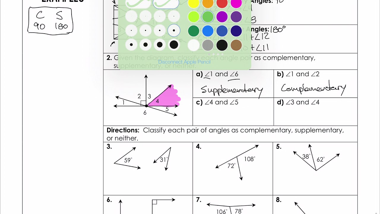 Unit 6, Lesson 3: Complementary and Supplementary Angles - YouTube