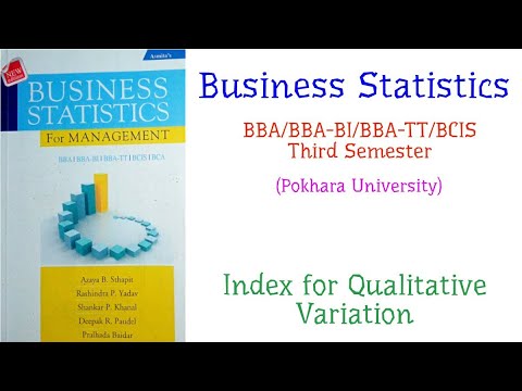 Index for Qualitative Variation - Business Statistics (BBA/BBA-BI/BBA ...