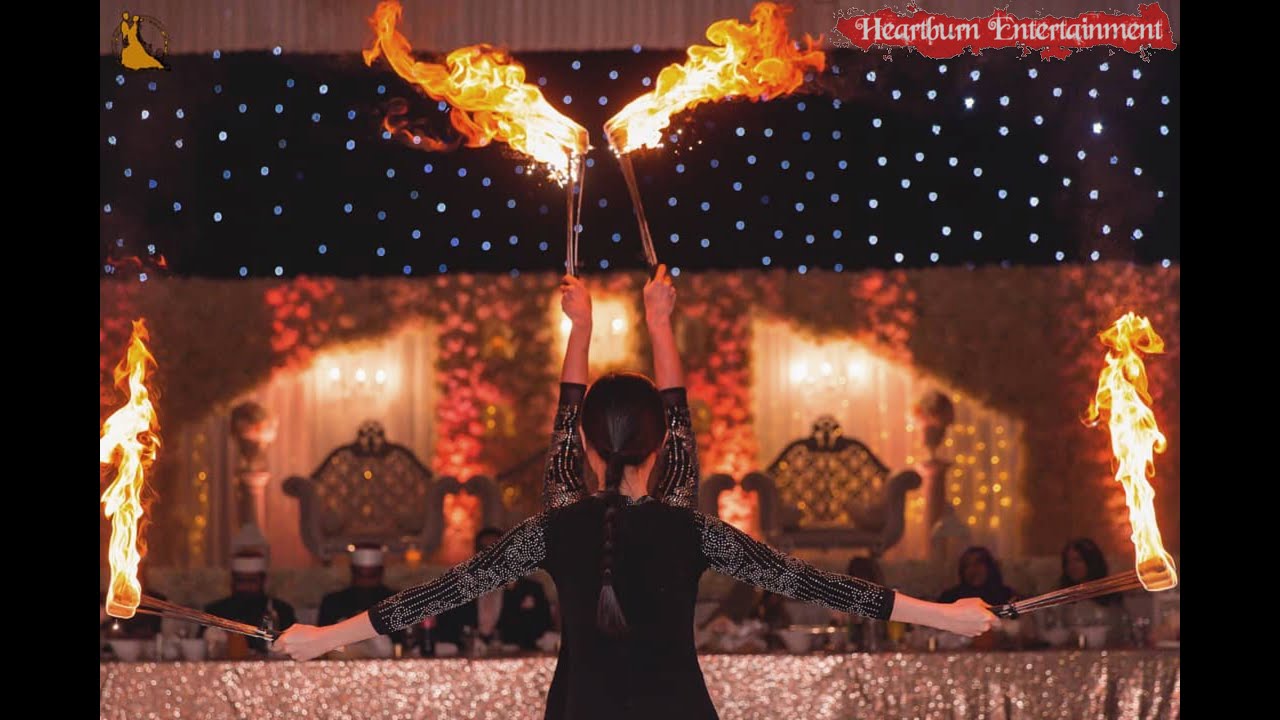 Asian wedding fire show. Pakistani wedding fire show. 4 person wedding ...
