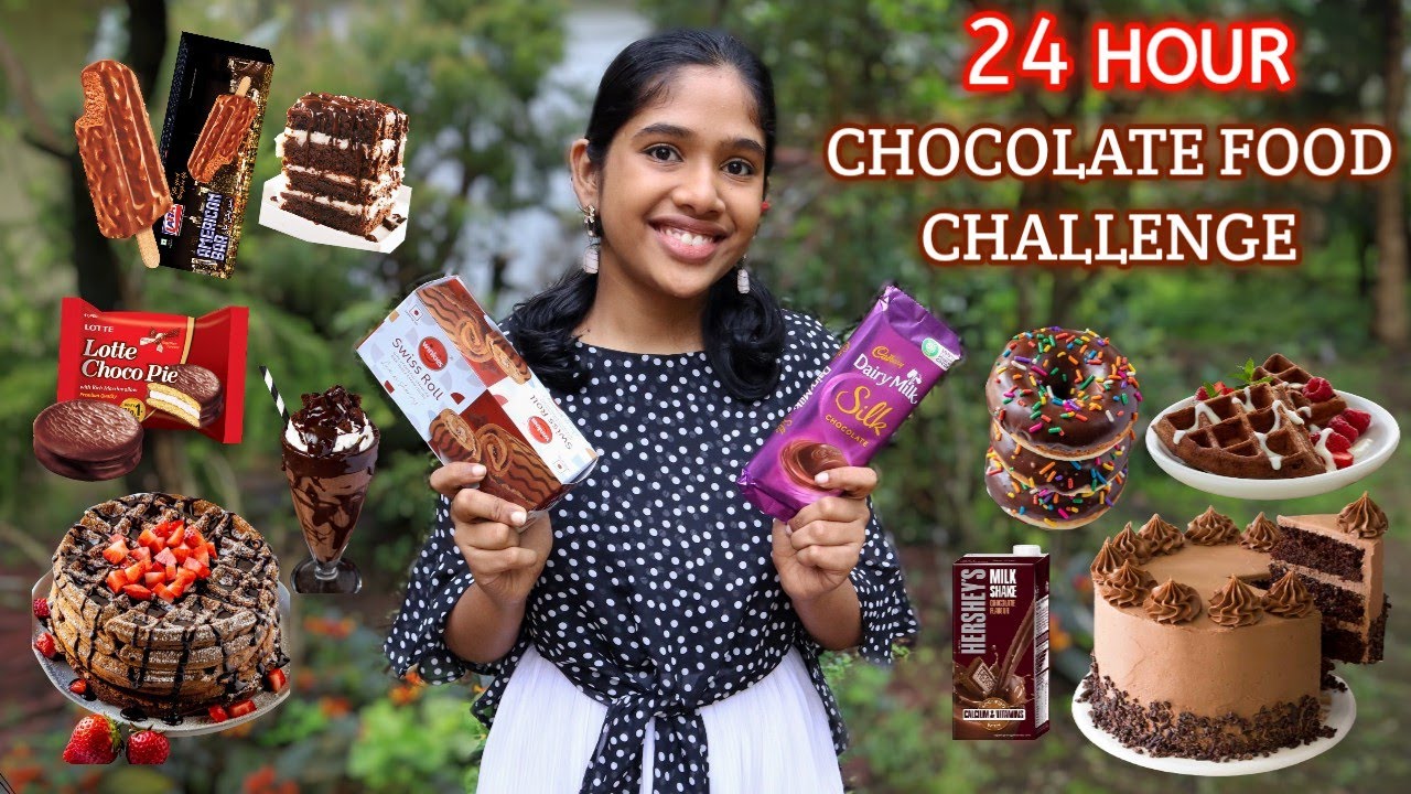 CHOCOLATE FOOD CHALLENGE 🤎 | 24 മണിക്കൂർ CHOCOLATE FOOD EATING ...
