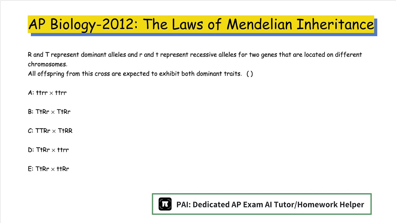 2012 AP Biology: The Laws of Mendelian Inheritance: Mendelian Genetics ...