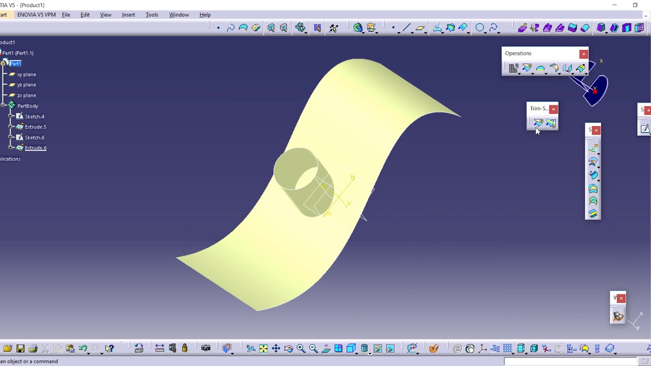Lệnh split và trim trong modul surface CatiaV5 - YouTube