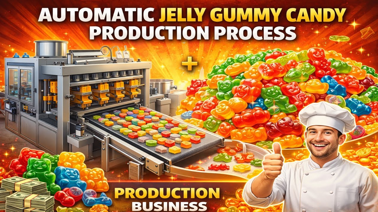 Automatic Jelly Gummy Candy Production Process - Factory Made - YouTube