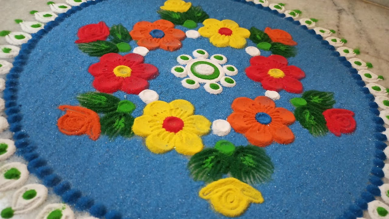 Beautiful and colorful rangoli design || special rangoli for festivals ...