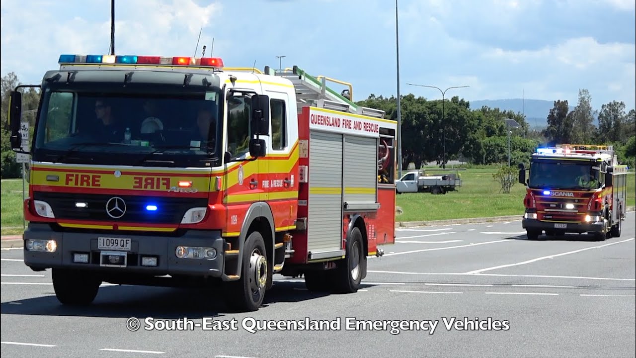 [CONVOY] QFRS - 637A and 636A Responding (Hollywell & Helensvale) - YouTube