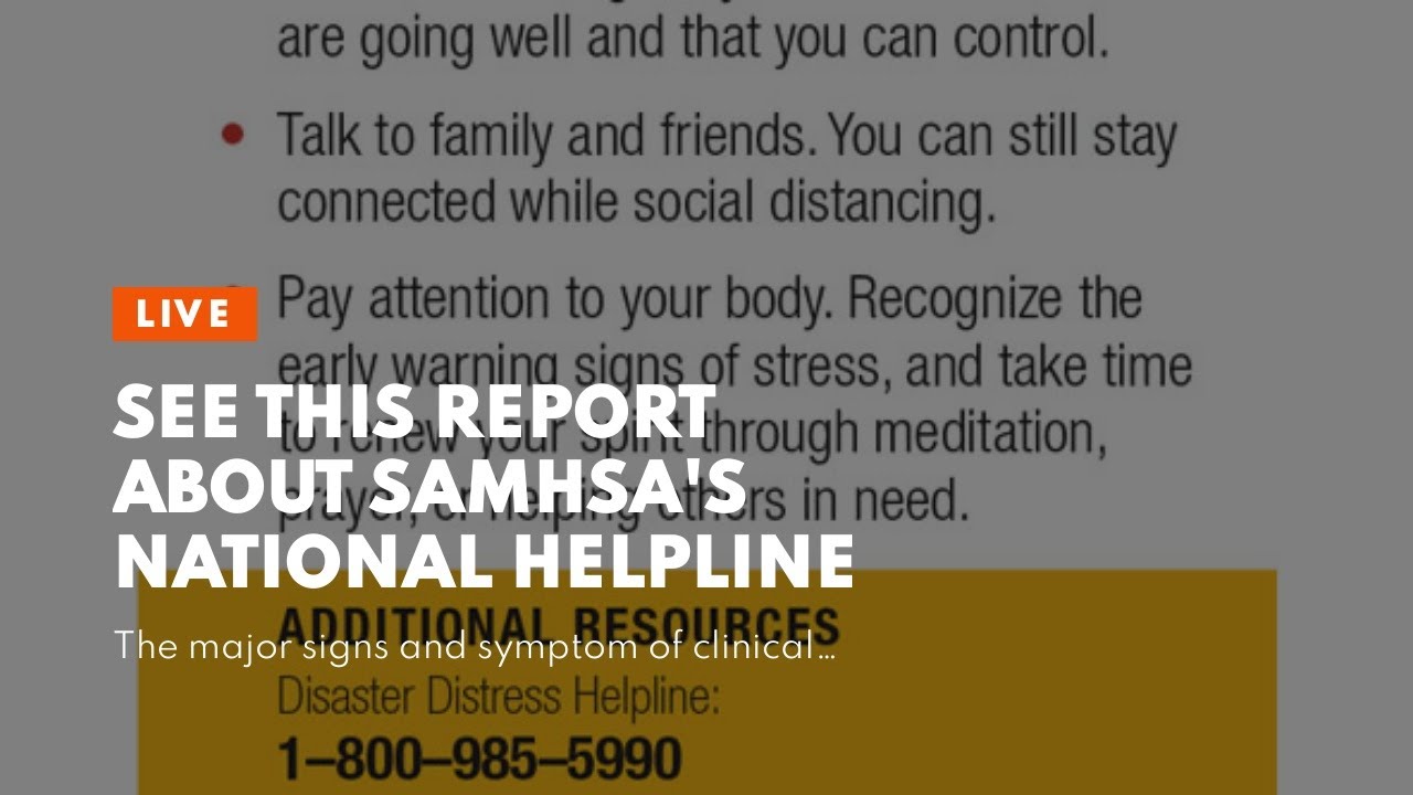 See This Report about SAMHSA's National Helpline - YouTube