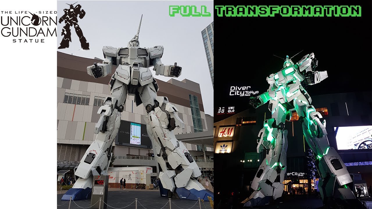 Gundam Night Full Show - Diver City Plaza Odaiba Tokyo Life Size ...