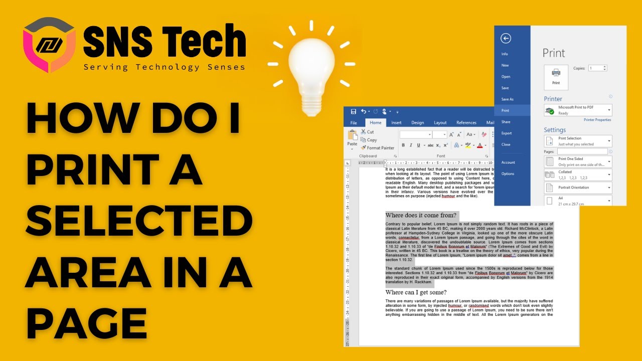 How to print out the selected area in a page | SNS Tech - YouTube